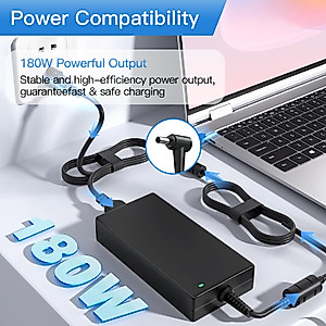 20V 9A 180W AC Adapter Charger Fit for MSI Creator M16, Stealth 15M, Crosshair Sword 15 17, GF66 GF76 GL66 GL76, A17-180P4B A18-150P1A Laptops Power Supply Adapter Cord