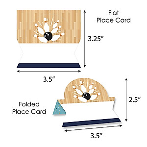 Big Dot of Happiness Strike Up the Fun - Bowling - Birthday Party or Baby Shower Tent Buffet Card - Table Setting Name Place Cards - Set of 24