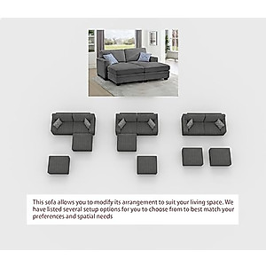 Legend Vansen 4PCS Corduroy Lounges Loveseat Couch Chaises Longues, Dark Grey