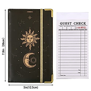 Server Book, Bienbee Waitress Book Black Server Books for Waitress Waiter Book with Money Zipper Pocket Serving Book Server Notepad Waitress Accessories