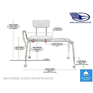Eagle Health Supplies Sliding Transfer Bench (Regular) 77211