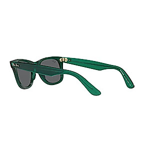 Ray-Ban RB2140 Original Wayfarer ColoRBlock Square Sunglasses, Transparent Green/Dark Grey, 50 mm