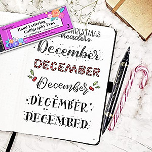 Sunshilor Dual Brush Calligraphy Pens Black Hand Lettering Pens for Beginners Writing, Art Drawing, Sketching, Illustration, Scrapbooking, Journaling, Double Brush Markers