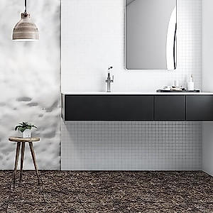 48 Pieces Vinyl Flooring Peel and Stick Floor Tile Stick on Floor Tile Self Adhesive Waterproof Bathroom 12 x 12 Inch for Bathroom Kitchen Bedroom Living Room(Delicate)