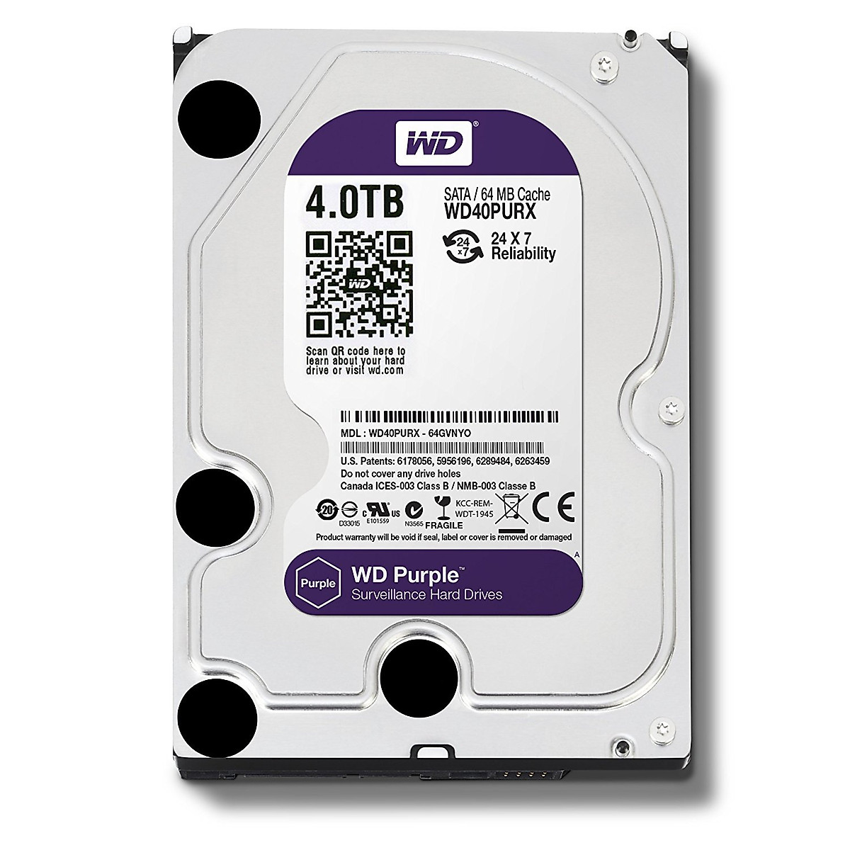 WD Purple 6TB Surveillance Hard Disk Drive - 5400 RPM Class SATA 6 Gb/s 64MB Cache 3.5 Inch - WD60PURX [Old Version] (Renewed)