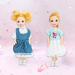 ONEST 10 Sets 5 Inch Dolls Mini Dolls Include 10 Pieces Girl Dolls, 10 Sets Handmade Doll Clothes, 10 Pairs of Doll Shoes