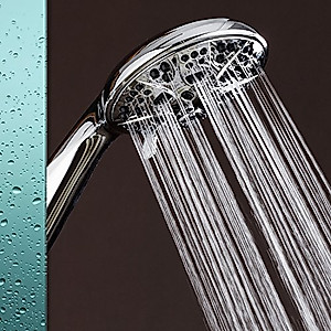 AquaDance Chrome Giant 5" 6-Setting High Pressure Hand Held Head with Hose for Ultimate Shower Spa Officially Independently Tested to Meet Strict US Quality & Performance Standards