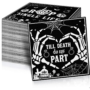 Bride or Die Bachelorette Party Decorations 48Pcs Til Death Do Us Part Decor Halloween Napkins Halloween Bachelorette Party Decorations for Halloween Bachelorette Decorations Skull Party Decorations