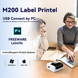 Phomemo Label Makers-M200 Label Printer Machine with 3 Paper,2023 Upgrade 3 Inch M110 Label Maker,WiFi Bluetooth Thermal Label Printer,Phone Support,for Android iOS,for Shipping,Labeling- White