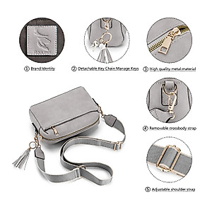 Roulens Triple Zip Small Crossbody Bag for women,Wide Strap Cell Phone Purse Shoulder Handbag Wallet with Credit Card Slots