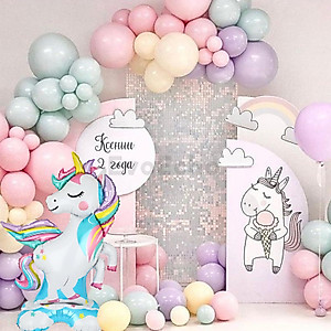 EvoEcho Stand Unicorn Balloons 3D Big Rainbow Unicorn Foil Balloon 1st Little Girl Birthday Party Unicorn Decorations Baby Shower Children's Day 46 Inch