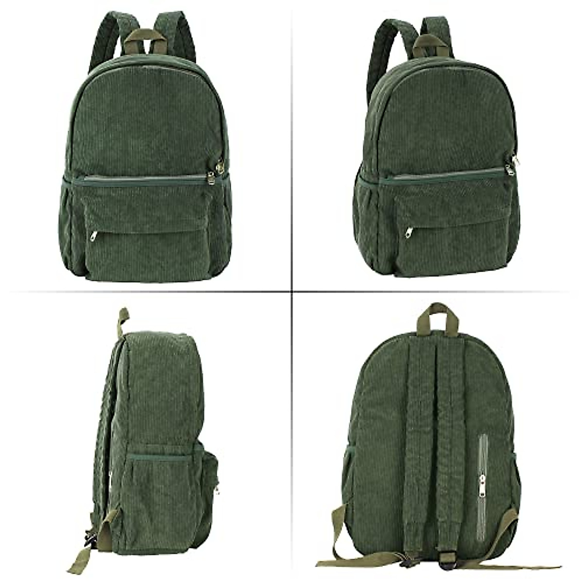 Lobagve Corduroy Backpack Large College Backpack Casual Bookbag Laptop Backpack Computer Bag Travel Daypack for Women Men,Green
