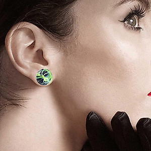 Qmcandy 2pcs 2g Glass Green Nest of Waves Saddle Ear Plugs Stretching Piercing Gauges