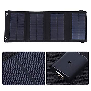 Outdoor Black Solar Panel Charger, 10W 5.5V Lightweight Portable Folding Charger Board Waterproof Emergency Solar Charger Mobile Power Supply, with Carabiners, for Mobile Phones, Travel, Camping