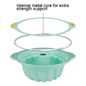 Aschef Steel Reinforced Frame Nonstick Silicone Bundt Cake Pan Baking Mold w/Baking Mat Set-BPA Free, Dishwasher & Microwave Safe