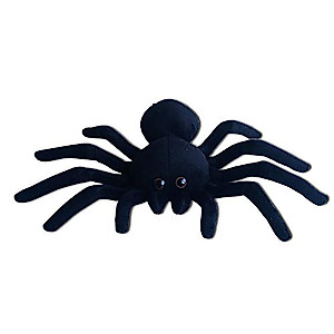 TAMMYFLYFLY Black Spider Plush, 9 Inch Collectible Decorative Big Eyes Tarantula Stuffed Toy Soft Take A Long Plushie Pillow Squishes Washable Cushy Mini Doll