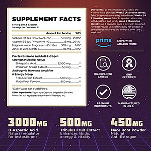 Vintage Boost – Testosterone Booster for Men with Natural Ingredients – Maca Root – Shilajit – Tribulus Terrestris – Boosts Vitality, Builds Muscle & Increases Muscle Hardness – 126 Veggie Caps