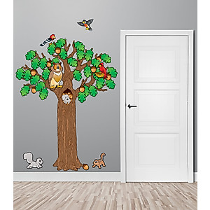 Carson Dellosa Woodland Bulletin Board Set—Seasonal Tree Cutout With Forest Animals, Autumn Leaves, Acorns, Elementary Classroom and Homeschool Decorations (120 pc)