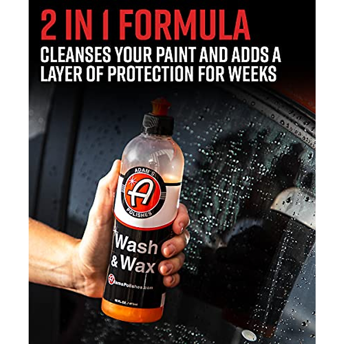 Adam's Wash & Wax 16oz - Car Wash Soap Infused with Pure Carnauba Car Wax Polymers | Paint Protection | Use in 5 Gallon Bucket Foam Cannon Foam Gun | RV, Boat, Marine Vehicle Wash