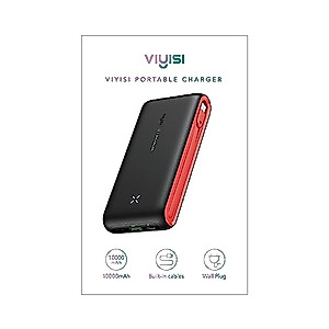 VIYISI Portable Charger with Built-in Cables, Fast Charging Power Bank with Wall Plug 10000mAh, USB C Battery Pack Compatible with iPhone 15/14/13/12/11, Samsung, Huawei, More USB-C Devices - Black