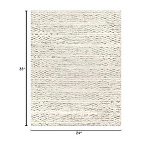 Hauteloom Williford Boho Hand Woven Wool Natural Fiber Soft Area Rug for Living Room, Bedroom, Dining Room- Traditional Farmhouse High Pile Braided Carpet - Black, Cream, Beige - 2' x 3'