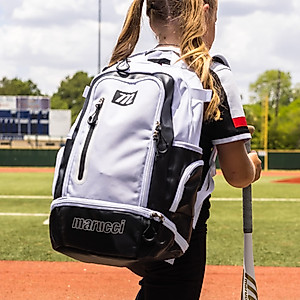 MARUCCI Cavalry Baseball BAT Pack, White/Black, 11.5" W x 7.5" D x 17" H