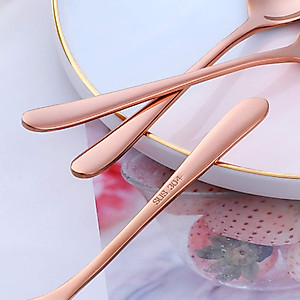 BuyGo 4-Piece Espresso Coffee Spoon 6 Inch Rose Gold Small Teaspoon Copper Mini Spoons for Cake Dessert Appetizer, Dishwasher Safe