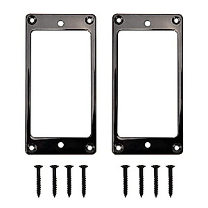 2PCS Yootones Metal Humbucker Pickup Ring Cover Frame Replacement Compatible with LP SG Guitar Mounting Electric Guitars (Black)