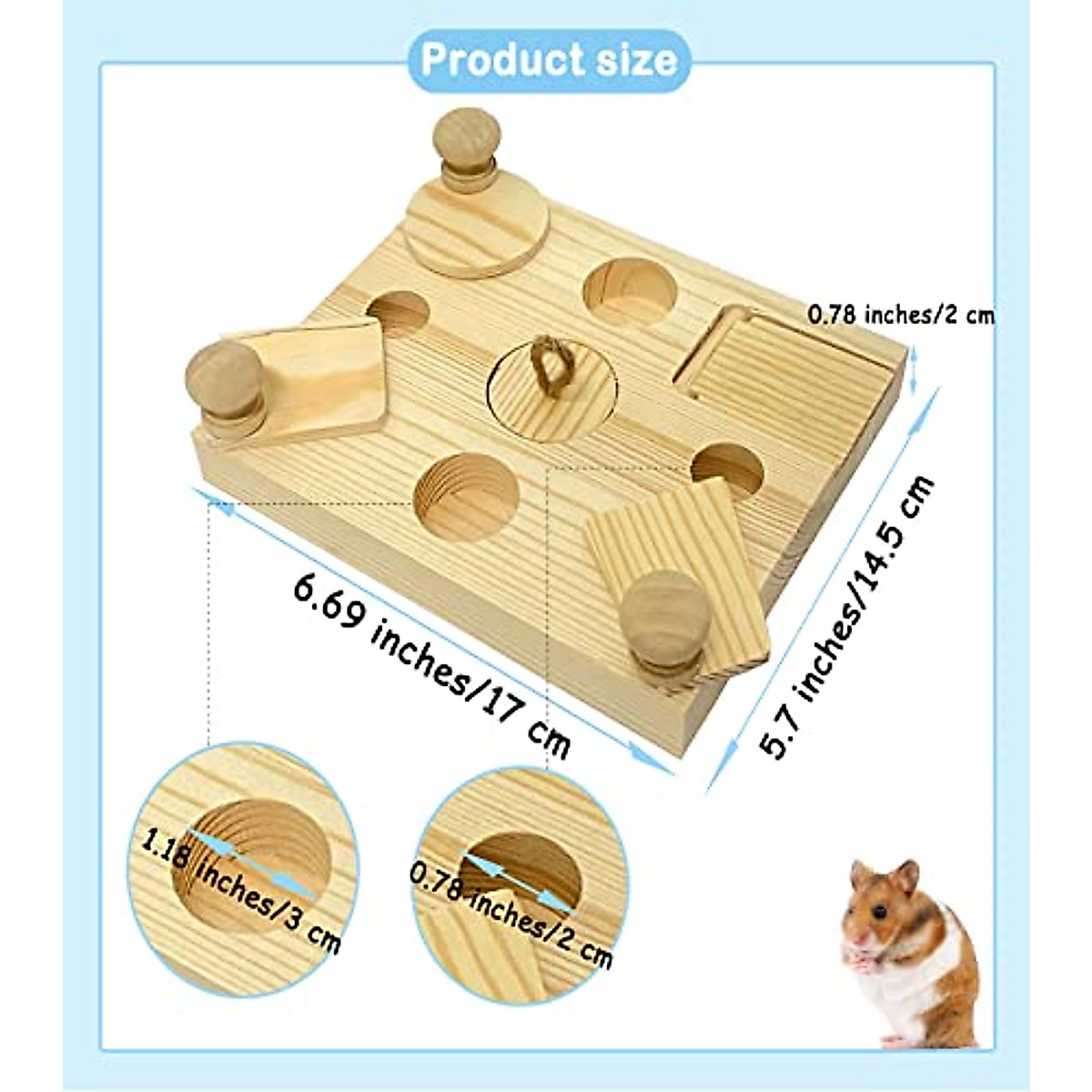 MUYG Wooden Hamster Foraging Toys,Enrichment Foraging Toy Guinea Pig Interactive Hide Treats Puzzle Snuffle Game Small Animal Chew Toys for Chinchilla Rat Bunny Hedgehog Gerbils