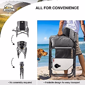 Colegence Oversized Director Camping Chair,600 LBS Heavy Duty Folding Chair,24"Cozy Outdoor Chair,With Cup Holder and Adjustable Table Folding Chair for Outside Beach,Lawn,Fishing,Camping,Patio,Makeup