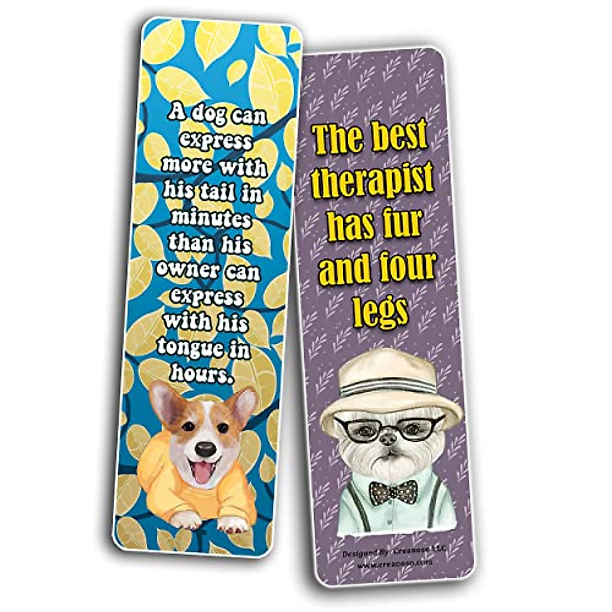 Creanoso Dog Lover Quotes Bookmarks (10 Sets x 6 Cards) – Daily Inspirational Card Set – Interesting Book Page Clippers – Great Gifts for Kids and Teens
