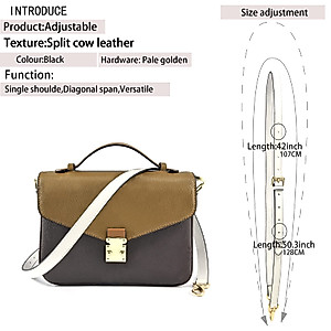 GOXTECH Vachetta Leather Adjustable Crossbody Strap for ， women's crossbody handbags （White）