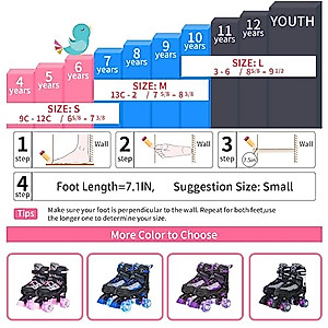 Kids Roller Skates for Girls, Pink Adjustable Rollerskates with Light Up Wheels for Big Kids Ages 6-12 7 8 9 10, Beginners Outdoor Sports, Best Birthday Gift for Girls Kids