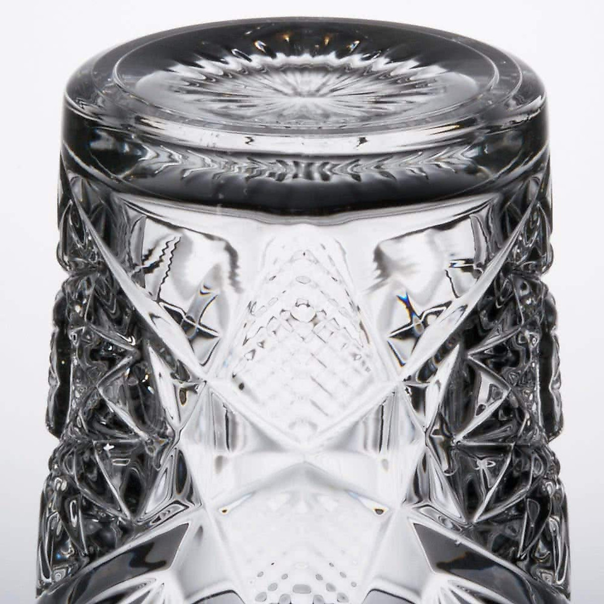 Hobstar Double Old Fashioned Glasses 12oz / 340ml - Set of 4 - Vintage Cut Glass Whisky Tumblers by Libbey