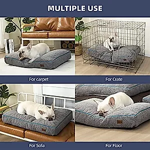pettycare Washable Beds for Medium and Large Dogs with Waterproof Liner, Shredded Memory Foam Dog Crate Bed with Removable Cover, Fit Up to 65 LBs Orthopedic Pet Mat Pillow, Grey