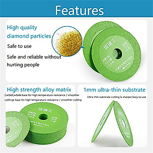 QWERF Cutting Disc, 4inch Ultra Thin Diamond Saw Blade Wheel for Angle Grinder Tiles Marble QWERF Cutting Processing (5 Pcs) Green,Jade