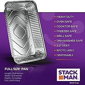 Full Size Large Aluminum Pans, Disposable Foil 21x13 Deep [20-Pack] Steam Table Chafing Pan - Extra Heavy Duty Durable Tray - Great for Roasting, Cooking, Warming, Prepping and Storing Food