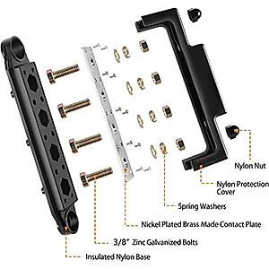 MOFEEZ Busbar Tool Set, Including 4 x 3/8" Power Distribution Block Bus Bar with Cover, Hammer Lug Crimper Tool for 8 AWG - 0000 AWG Battery and Welding Cables