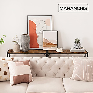 MAHANCRIS Console Table, Narrow Sofa Table, 30.1" Small Couch Table, Thin Sofa Table, Side Table for Hallway, Living Room, Foyer, Corridor, Rustic Brown and Black CTHR7601