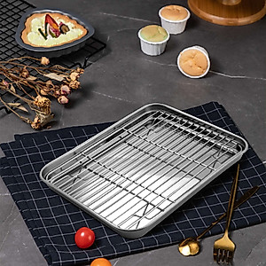 10 Inch Toaster Oven and Set, Small Stainless Steel Baking with Cooling,Dishwasher Safe Baking