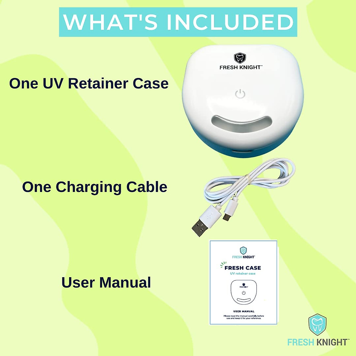 FRESH KNIGHT UV Retainer Case | UVC Retainer Cleaner, Disinfects Cleans and Removes Odors, Mouth Guard Case, compatible for Invisalign Case, Retainer Cases | Fresh Case