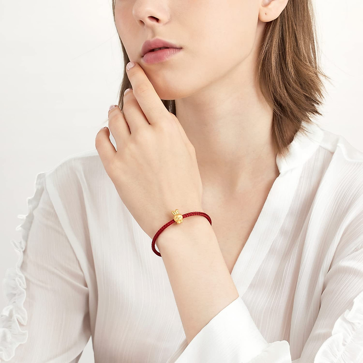 CHOW SANG SANG 999 24K Solid Gold Mini Charm Chinese Zodiac Lovely Cute Animal Mini Charm Blessing Bracelet for Women 93694C (Rabbit)