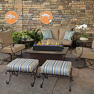 BAIDE HOME 28-inch Table Top Propane Fire Pit, 40,000 BTU Tabletop Firepit for Patio, Outdoor Portable Fireplace Rectangular Fire Bowl w/Wind Glass Shield, Glass Rocks - Black