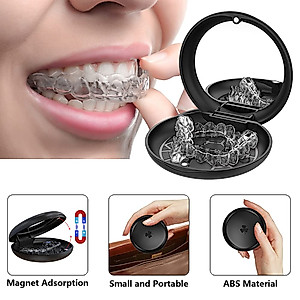 ARGOMAX Aligner and Retainer Case, Upgrated Retainer Mouth Guards Travel Case with Mirror Inside - Black.