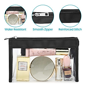Cambond Clear Makeup Bags, Waterproof TSA Approved Toiletry Bag Clear Travel Bags Clear Cosmetics Bag for Vacation, Clear Pencil Case Stationary Organizer - 8.6 x 2.4 x 5.5 inches, 2 Pack