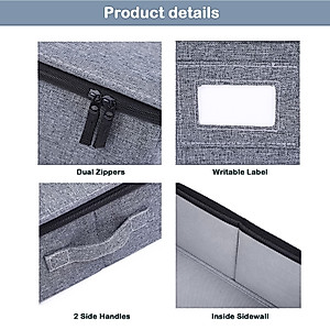 TEYIKA 2 Pcs China Storage Containers, Platter Storage Case Containers, 5.5'' Tall with Hard Shell, Structured Top, Bottom and Sides, 8 Felt Dividers Included(17'' x 13'' x 5.5''), Grey 2 Pack