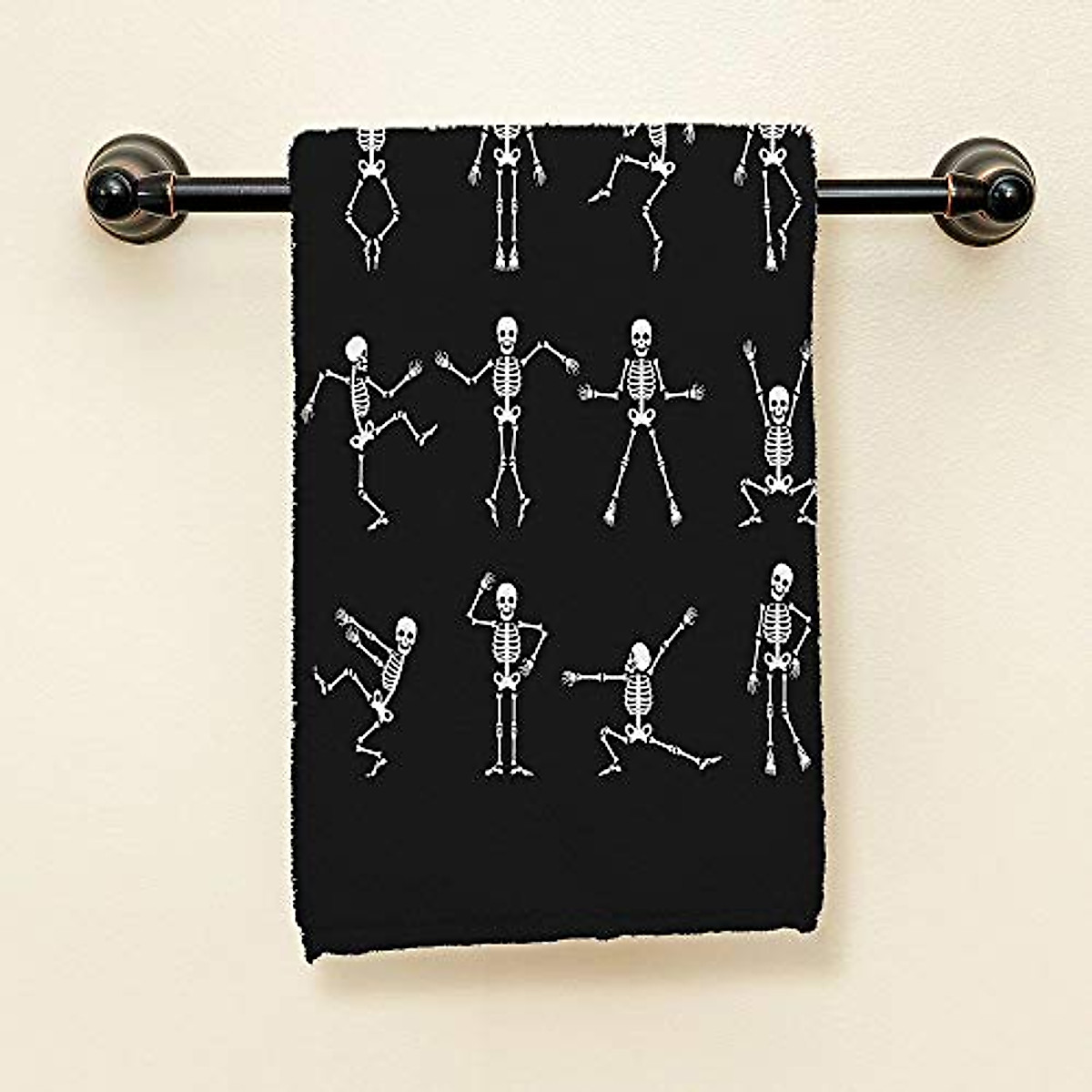 HGOD DESIGNS Skeleton Hand Towels,Funny Cartoon Dancing Skeleton Body 100% Cotton Soft Bath Hand Towels for Bathroom Kitchen Hotel Spa Hand Towels 15"X30"
