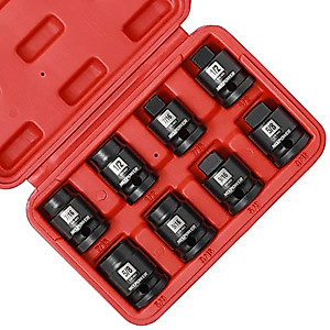 MIXPOWER 8 Pieces 1/2-inch Drive Pipe Plug Socket Set, SAE, CR-MO, Tapered Male Square Drive, Chamfered Female Square Drive