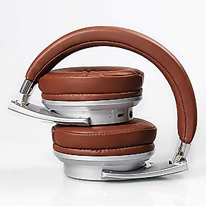 Wireless Bluetooth Headphones Stereo Deep Bass Noise Cancelling Earphone Foldable Adjustable Gaming Earphones with Mic for PC/Cell Phones/TV,Silver