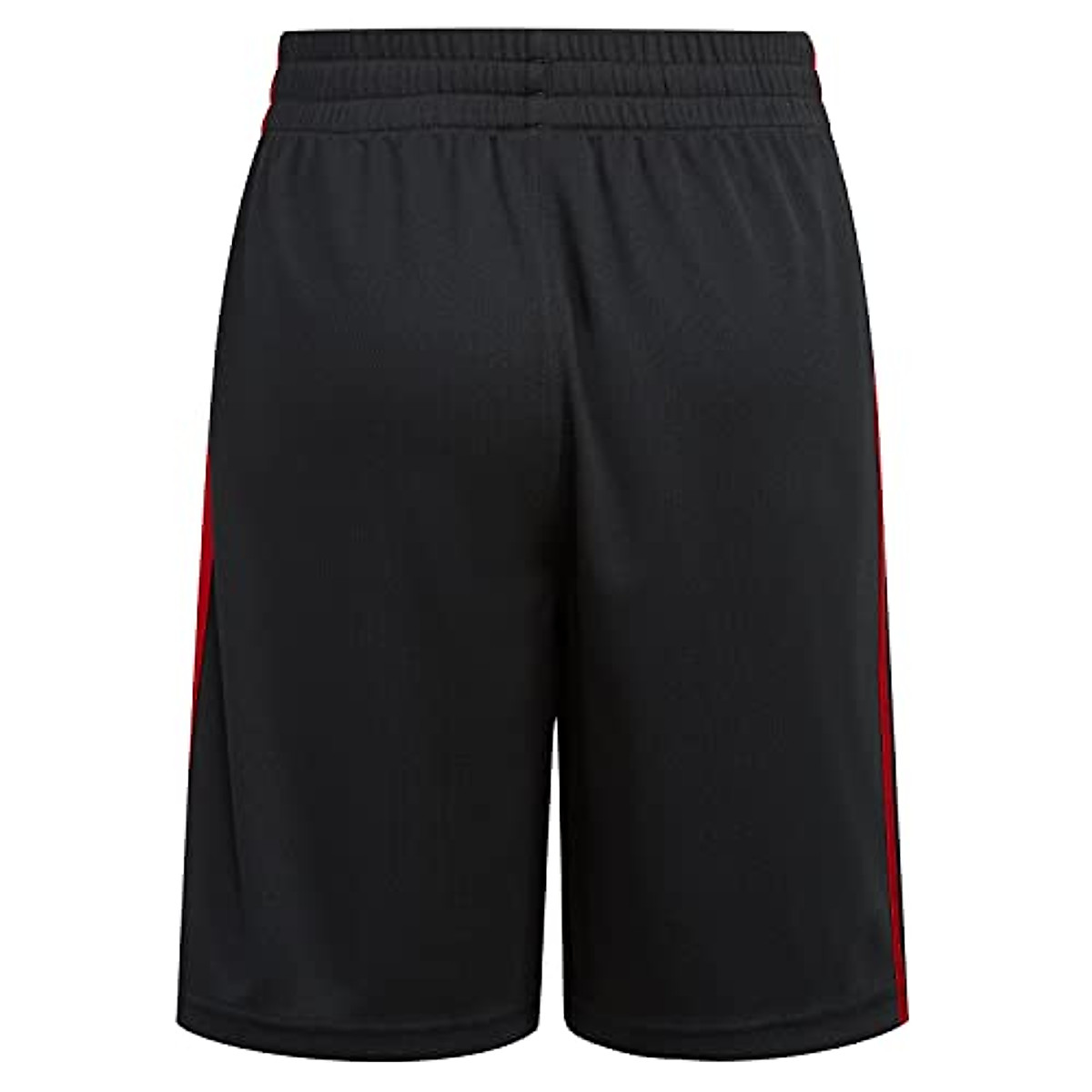 adidas Boys' Big Elastic Waistband Classic 3-Stripes Shorts, Black with Red, XL(18/20)